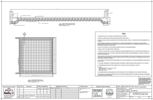 Garage pad design and drawing plans in SE city of Calgary - AERZ Civil ...